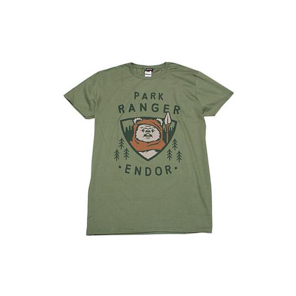 スターウォーズのオフィシャルＴシャツです。森の月エンドアの勇敢な住人『イウォーク』が前面にプリントされています。国立公園などの自然保護管『パークレンジャー』になぞらえたデザインです。 コンディション■新品 寸法 Sサイズ：肩幅/約40cm ...