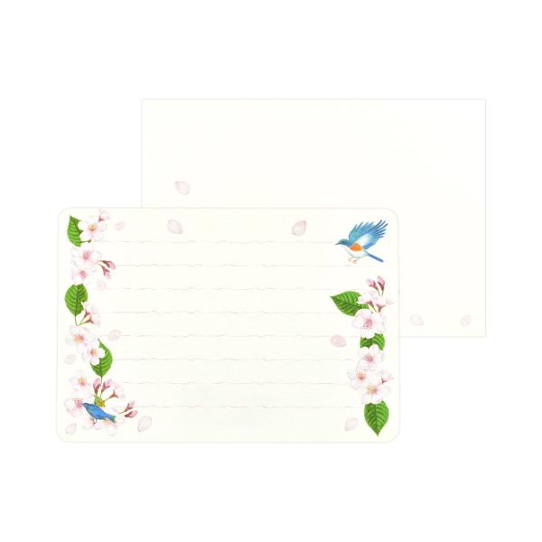 幸せの象徴である青い鳥と桜が描かれたミニレターセット。お礼状や招待状などと一緒にメッセージも送れる便利なミニレターセット。L判の写真やポストカードなども入れることができるので様々なシーンで活躍してくれる優れもの。●内容 封筒・本文　各10枚...