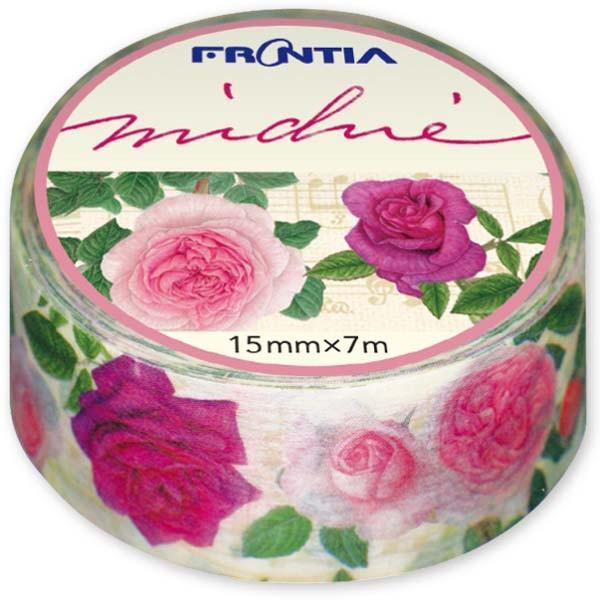 ●サイズ幅 15ｍｍ × 7ｍ ※直径43ｍｍ 細かいバラの花が続く大人な雰囲気のマスキングテープ。広げた瞬間に一気に広がるバラの華やかな雰囲気に魅了されること間違いなし。カレンダーやダイアリーでも人気の山田導恵によるマスキングテープ。グリ...