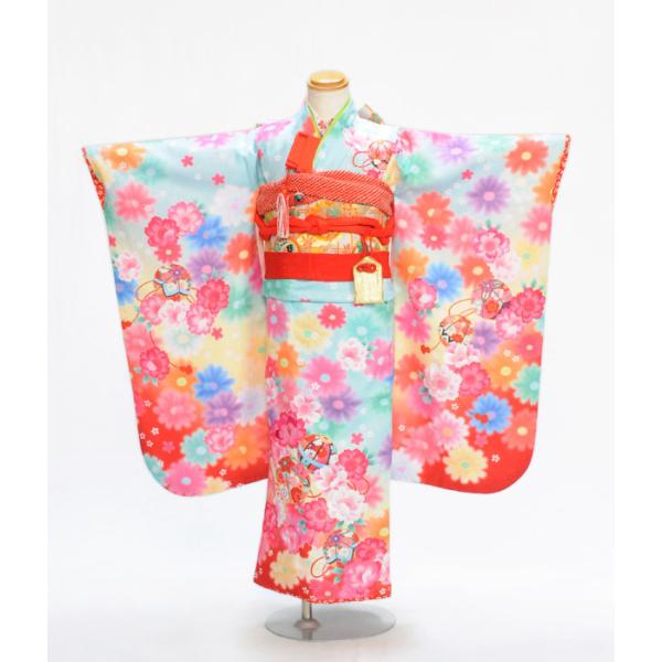【商品番号：m753-5201】【商品名：水色あかぼかし華に手まり】◆七五三5才女の子(小さめ7才)★適正サイズ 身長:110cm前後 (102cm〜113cm)---------------------------------------...