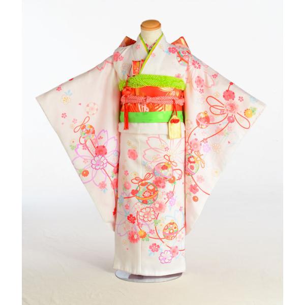 【商品番号：m753-5202】【商品名：白地鈴に花遊び】◆七五三5才女の子(小さめ7才)★適正サイズ 身長:110cm前後 (102cm〜113cm)--------------------------------------------...