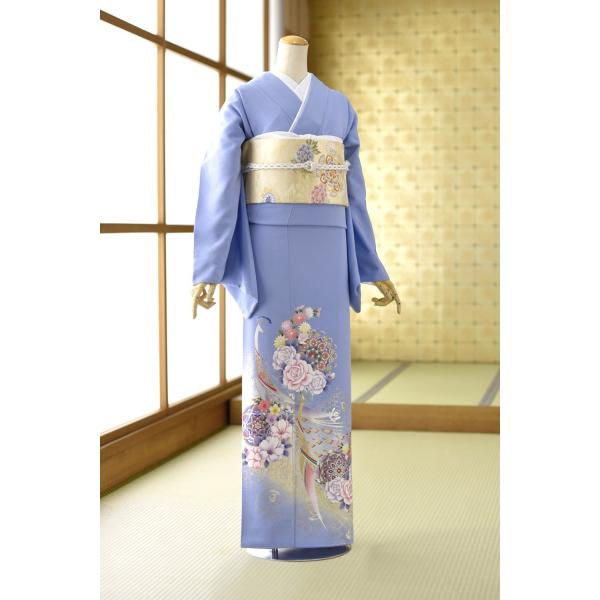 【商品番号：mit2073】【マットブルー孔雀花園(3L)広巾】※対応身長:160cm〜181cm位　※洋服サイズ:13〜17号位まで　※大きいサイズ---------------------------------------------...
