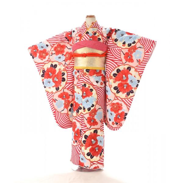 【商品番号：mjk10205】【商品名：赤白青海雪輪に椿】★適正サイズ：身長：140cm前後-----------------------------------------------ご注文前に下記【予約状況】を必ずご確認ください。---...