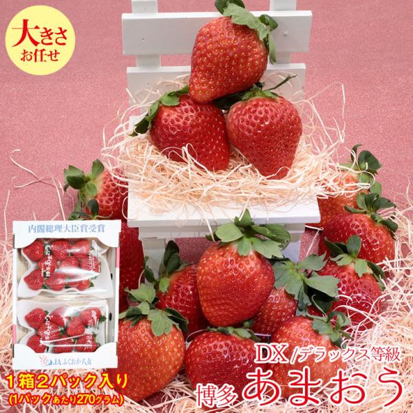 ■商品名：あまおう デラックス 等級 大きさばらばら■内容量・サイズ：1箱2パック入り(270g×2)　　計540g ■保存方法・賞味期限：常温、商品到着後早めにお召し上がりください。■生産地：福岡県■ 販売予定期間：3月末まで販売予定 ※...