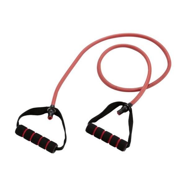 チューブ運動で筋肉を引き締める。トレーニングのポイントは、ハンドルを握った状態で、背筋を意識しながら両手でチューブを引っ張ってください。おもに上半身(胸・背中・肩など)を中心に動かします。