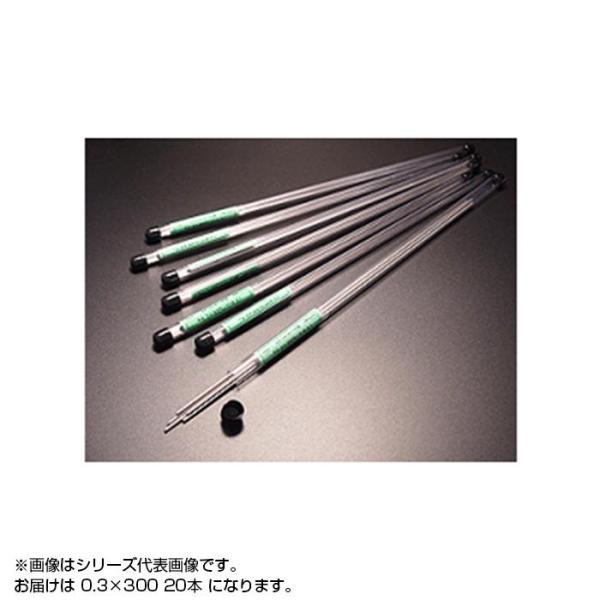 塩ビ管に入った長さ300mmのステンレスバネ線です。