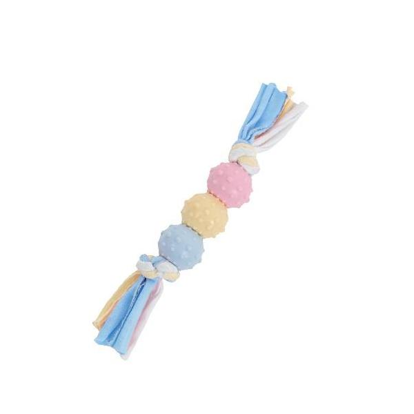 無毒性で丈夫なTPE素材のボール3つとコットンの組み合わせで、パピーからシニア犬まで安心して噛めるデンタルトーイです。幼犬が初めて接するトーイとしても安心してご使用いただけます。