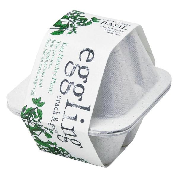 たまごは陶器でできていて中には土と種が入っています。上面をスプーンで軽く叩けば雰囲気よく割れて水をあげるだけです。