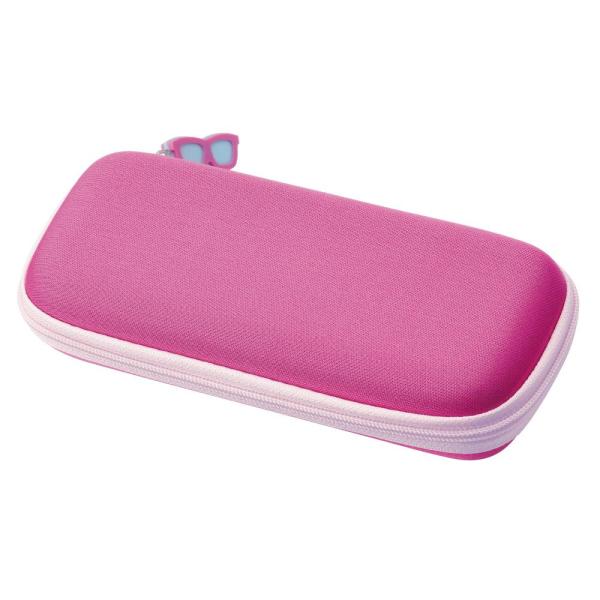 ファスナー式、セミハードタイプのメガネケースです。