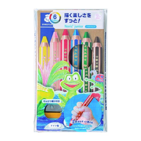 小さなお子様でも持ちやすい太い六角ボディです。描いた後、水でなぞると絵の具のように混色できます。ガラスなど、つるつるした面にも描け、さらに水拭きで落とせます。黒い紙にも描くことができます。お子様が誤って指を傷つけないようセーフティ機能の付い...