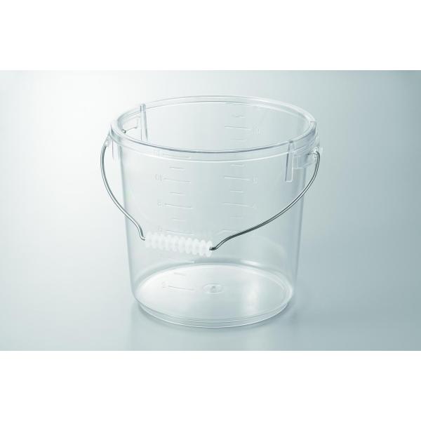 透明のポリカーボネート樹脂製のバケツ本体です。