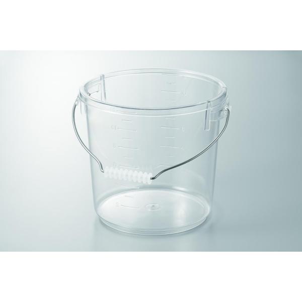透明のポリカーボネート樹脂製のバケツ本体です。