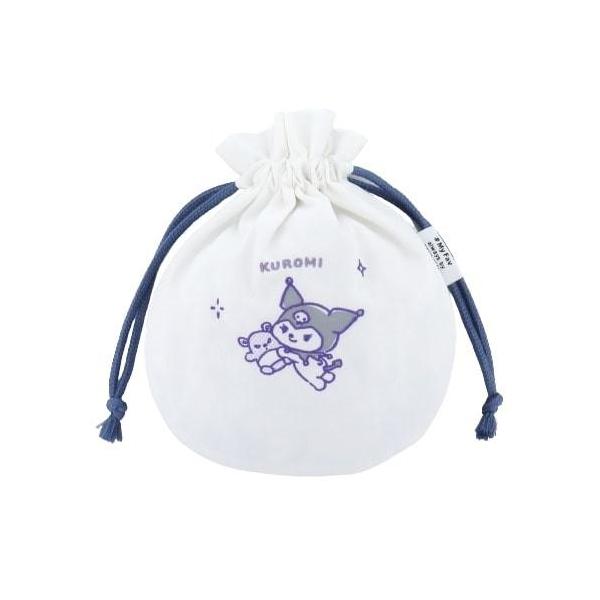 ホワイトを基調としたシンプルな巾着です。イヤホンやバッテリーなどのモバイルグッズの収納に使うのもおすすめです。