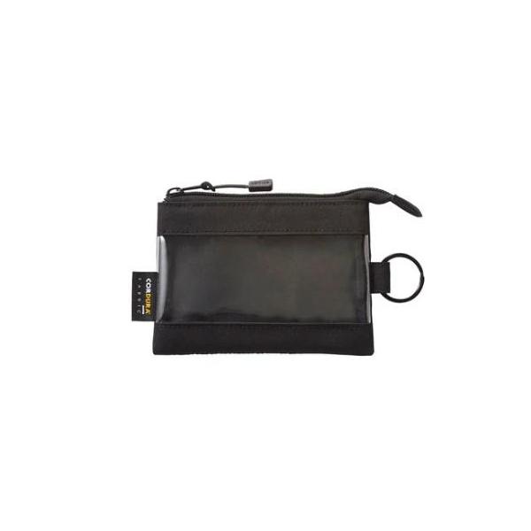 コイン・カードなどの収納に。表面は収容物が一覧できる大きな透明窓。背面は収納物を分けたい時や見せたくない物の収納に使えるファスナーポケット付き。吊り下げられるリング付き(取り外し可能)。