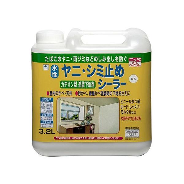 室内の壁の煙草のヤニ、雨ジミ、油ジミ、木のアクなどのしみ出しを強力に防ぎます。ビニール壁紙など各種壁紙に塗れます。砂壁・繊維壁に塗る場合、下地押さえの効果があります。各種旧塗膜および上塗り塗料に強い密着性を発揮します。