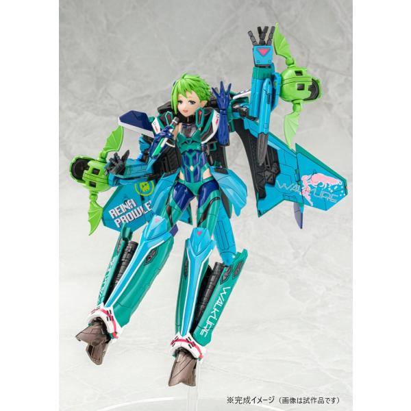 オリジナルカラーリングのVF-31Aカイロスを組み合わせて遊ぶことができる可動プラモデルで、展示台も兼ねるマルチドローンに、ハッキングシーンのドクロをイメージしたフォールドスピーカーや、キモキモカワカワなドクロロボが付属。レイナのボディは一...