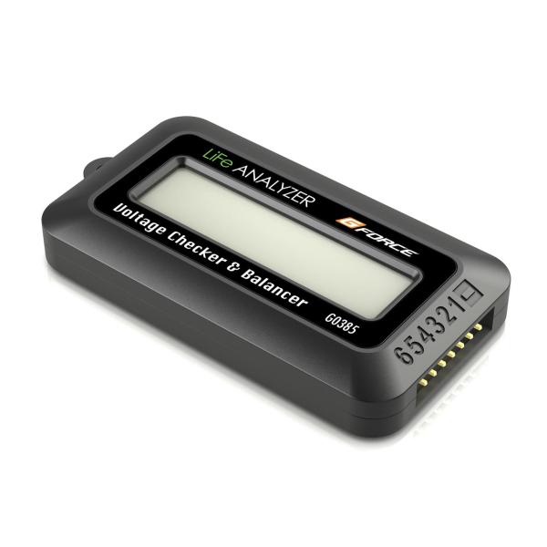 接続するだけでバッテリーの各セル電圧、残量を表示。セル間の電圧差を修正するバランサー機能を搭載しています。