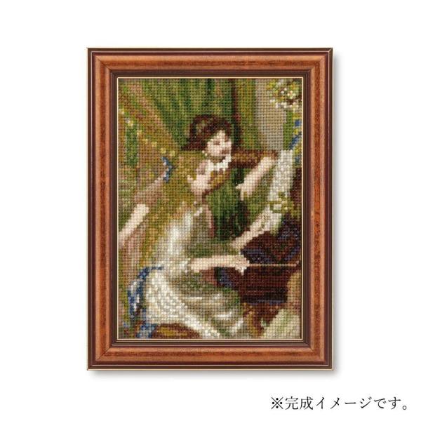 絵画の色調に合わせて多彩な刺しゅう糸で表現したクロスステッチキットです。完成したら専用のミニフレームに入れて、ご自宅を小さな美術館のように飾ってみてはいかがでしょうか。壁掛け・スタンド兼用できる専用フレーム付です。