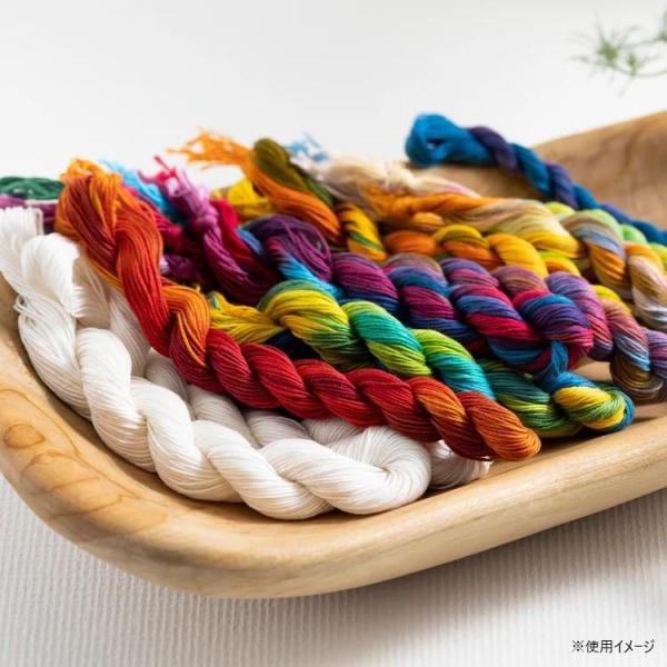 染料全15色のミニボトルと糸15かせがセットになった新キット。15色を使って描くように多色染めできるキットで自分の好きな糸色を見つけよう。