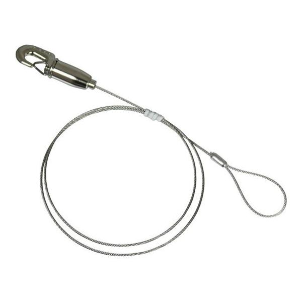目立ちにくいワイヤーストッパー付きフックのループワイヤーです。約10kgまで吊るすことが可能。