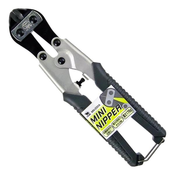 軽量アルミフレーム製ミニカッターです。ベントタイプで軟鋼線材の切断に。番線、針金などの切断に。