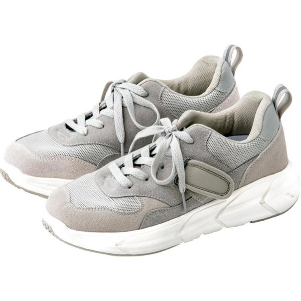 足の甲をしっかりとホールドし安定した歩行に。親指(母趾)を曲げなくても、ゆりかごのように軽い足運びができます。土踏まずのアーチ、中足骨横アーチをサポートします。かかとをしっかりと包み込むプレートを内蔵。左右の傾きを防ぎます。かかとから着地し...