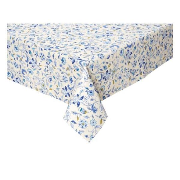 ミントンの永遠のベストセラーの「ハドンホール」を、青だけで濃淡を使い分けることで花柄の細部を表現した「ハードウィック」のテーブルクロスです。はっ水加工により、汚れをふき取りやすくなっています。