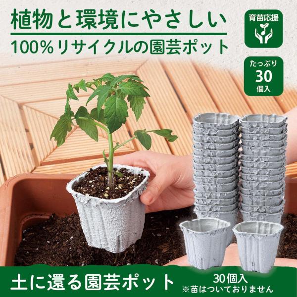 ＼植え付けがラク！／・新聞古紙100％原料の環境にやさしい園芸ポット・紙製なのでポットのまま植え付けできて根傷みしにくい◎・土に還るので植え付けのときにゴミがでない♪・通気性が良く、根巻きしにくいのも嬉しいポイント！【サイズ】縦8cm×横8...