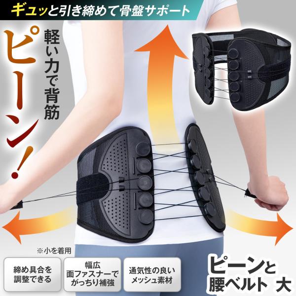 ＼ギュッと引き締めて骨盤サポート／・ベルトを巻いてから、ヒモで引っ張ることで背筋をシャキッと！・幅広タイプの面ファスナーでがっちり補強◎・持ち手部分に指穴リング付き◎・メッシュ素材で通気性が良い◎・手洗い可能でいつでも清潔に◎【適応サイズ】...