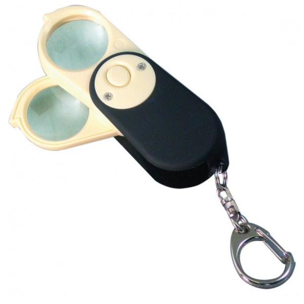 高輝度LEDライト付のルーペです。3通りの倍率。