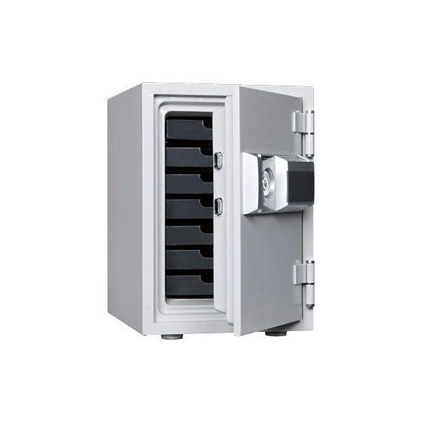 【発売日：2023年03月03日】プッシュタイプ耐火金庫●外寸法：H509×W346×D478mm●内寸法：H366×W226×D308mm●内容積：25L●重量：53kg●装備：引出し7※JIS30分耐火試験合格品