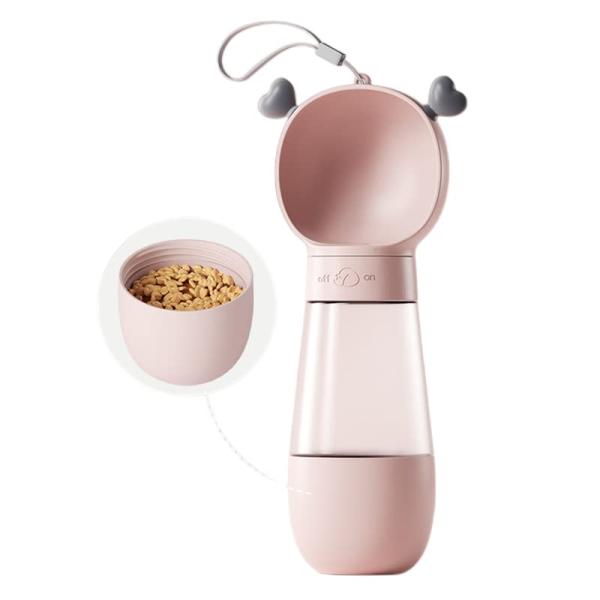 ・素材：材質：PP、ABS。全体サイズ：約27×12×8cm。重量：約190g。色：グリーン、ピンク、ホワイト。・約350mlの水と150ml分のペットフードやおやつを1つ容器に収納できる便利な水食一体型の携帯式給水・給餌器。※ご注意：お湯...