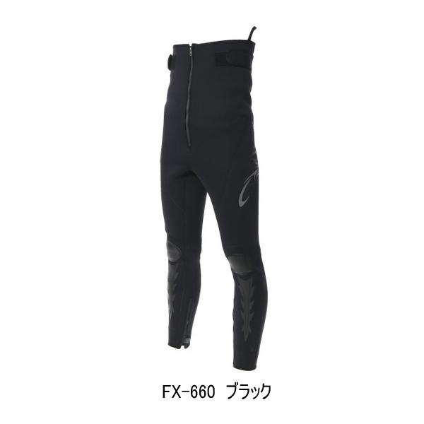 ・股マチ部分に伸縮性抜群のストレッチ素材使用・マチ部を大きくすることで釣行時の軽快な動きをサポート・前ファスナーは上下開放式のWファスナーを採用・厚みのあるヒザプリント+スネ部内側EVAパッド付で衝撃吸収