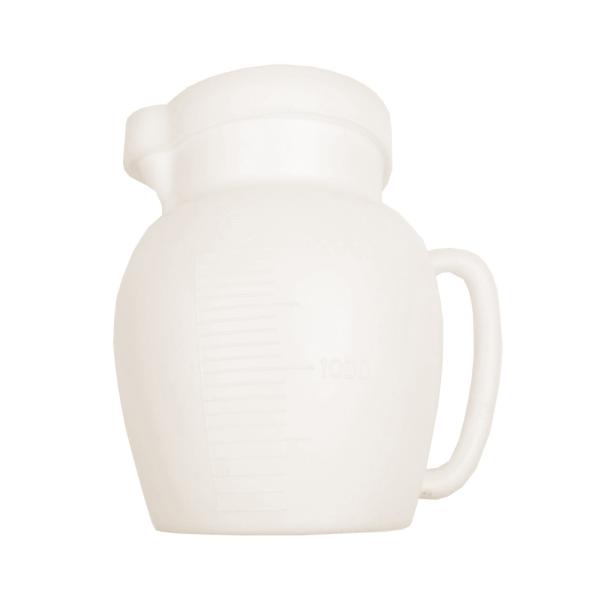 耐熱性に優れたポリプロピレン製蓄尿瓶・ベッドパンウォッシャー対応の耐熱性に優れた蓄尿瓶です・尿の色が目立ちにくい乳白色です・容量2L　取手付き・目盛り付き・国内生産品【メーカー】牧口ゴム【材質】ポリプロピレン【容量】2L【サイズ】縦230m...