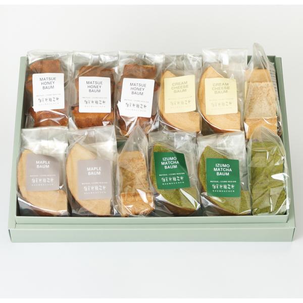 【発売日：2025年10月20日】●商品内容／松江はちみつピレネー カット3個、メープルバームクーヘン カット3個、出雲抹茶バームクーヘン カット3個、クリームチーズバームクーヘン カット3個●賞味期限／常温30日●常温【発送について】※常...