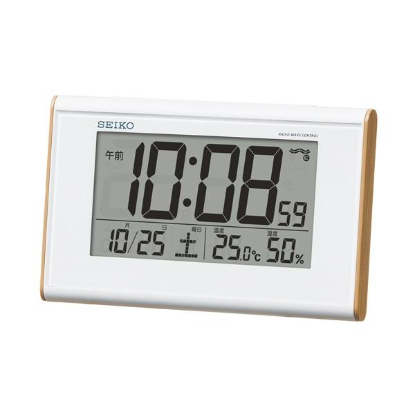 [CLOCK] セイコー　SQ768S広視野角で見やすい、ギフトに最適な上品な仕立てです ●枠材プラスチック枠（薄茶木目模様） 前面：プラスチック●サイズ96×156×37mm ●電池 単3マンガン乾電池　2個●機能・電波修正機能（40kH...