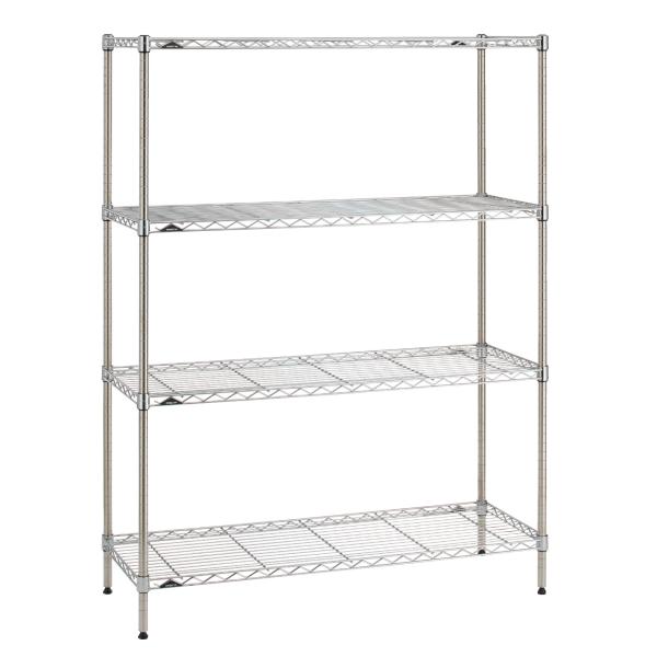 支柱／ステンレスSUS430<br>棚板／スチールワイヤー、クロームメッキ、クリアーコーティング仕上げ（防錆加工）<br>■均等耐荷重（棚板1段当り）135kg<br><br>【特　長】&lt...