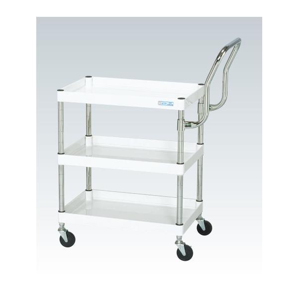 ボルトレスで組立簡単。棚板を逆さにするだけで、皿型・フラット型と組み替えることができます。安価で耐久性に優れるゴム車を採用。<br>●外寸：W750×D500×H600mm●全高：最大H860mm●均等耐荷重：100kg●本体色...