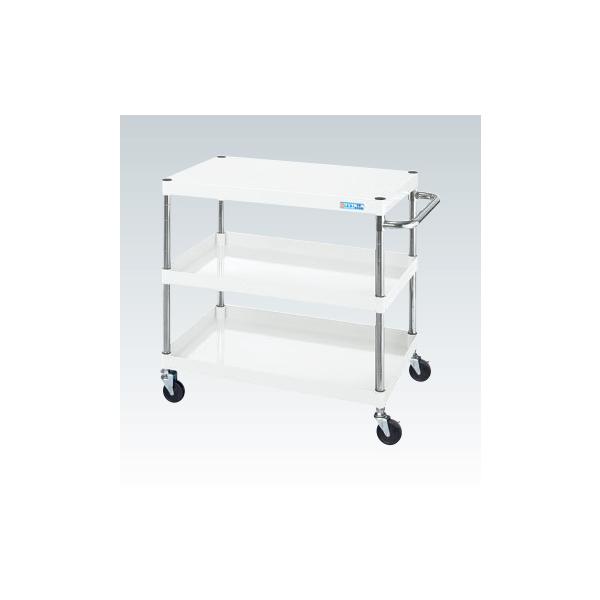 <br>●ボルトレスで組立簡単。棚板を逆さにするだけで、皿型・フラット型と組み替えることができます。安価で耐久性に優れるゴム車を採用。移動時の直進性をサポートする直進安定金具付。<br>●外寸：W750×D500×H...