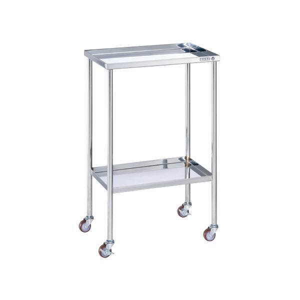 拭取りやすいコーナー形状<br>●外寸：W485×D315×H785mm<br>●質量：6kg<br>●材質：SUS304、BA仕上げ（支柱／棚板はSUS304）<br>●キャスター：50φナ...