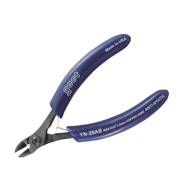 ☆高硬度精密ニッパー 静電気対策 HRC62【YN-25AS】の概要<br>・最大切断直径： φ1.3mm(銅線)<br>・全長： 122mm<br>●切れ味が良く作業性抜群　ロックウェル硬度HRC62&...