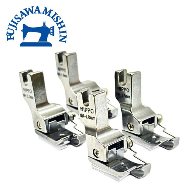 目飛び防止スプリング付き既製の商品1ｍｍや２mmなど細い幅のステッチがキレイに縫ってありますが、目視で縫うのは難しいため、段付押えで縫います。１cm以上の幅の広いステッチを縫う時に使用する、押え棒に取り付けるステッチ定規やマグネット定規が簡...