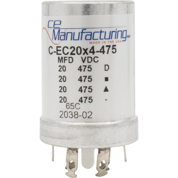 米国CEマニュファクチャリングのマルチセクション缶コンデンサー。 オリジナルのマロリー機械を使用してマロリー仕様を正確に再現。・20/20/20/20uF 475VDC 電解・FP/ツイストロックスタイル。 はんだラグ。・-10%、+50%...