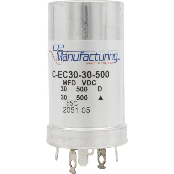 米国CEマニュファクチャリングのマルチセクション缶コンデンサー。 オリジナルのマロリー機械を使用してマロリー仕様を正確に再現。・30/30uF 500VDC 電解・FP/ツイストロックスタイル。 はんだラグ。・-10%、+50% 許容差、5...