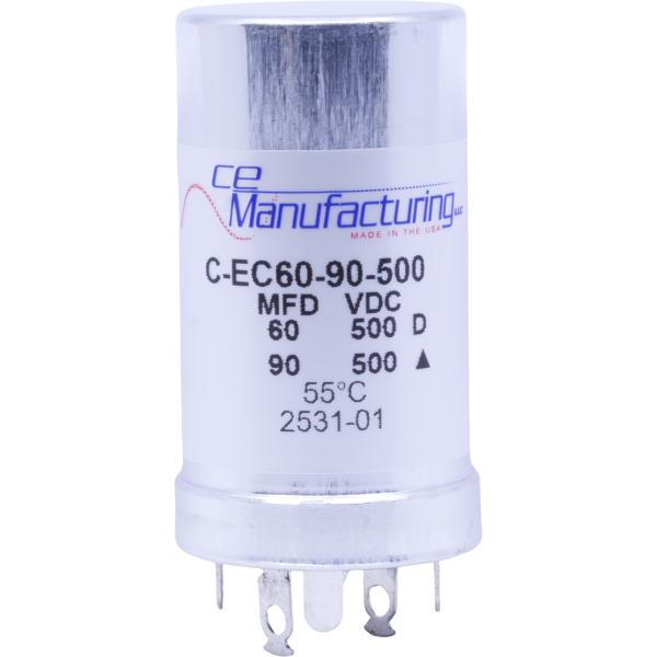 CE Manufacturing 米国製マルチセクション缶コンデンサ。Mallory社のオリジナル機械を使用し、Mallory社の仕様に忠実に再現されています。・60/90uF、500VDC電解コンデンサ。・FP/ツイストロック式。はんだ付...