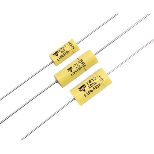 定格630Vの高品質アキシャルコンデンサ。 これらの MKT1813 コンデンサは、以前は ERO として知られていた Vishay Roederstein によって製造されています。 これらのコンデンサは金属化ポリエステルフィルムで作られ...