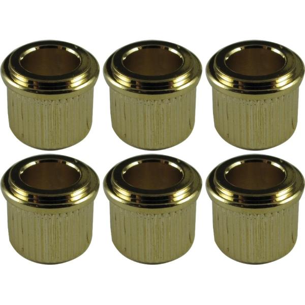 現代のダイキャストチューナー用に掘削されたヘッドストックに米国1/4インチポストクルーソンチューナーを後付けするためのアダプターブッシング。ゴールドメッキ。6個セット。これらのクルーソンスチールの代替品-アダプターブッシングは、最新の10m...