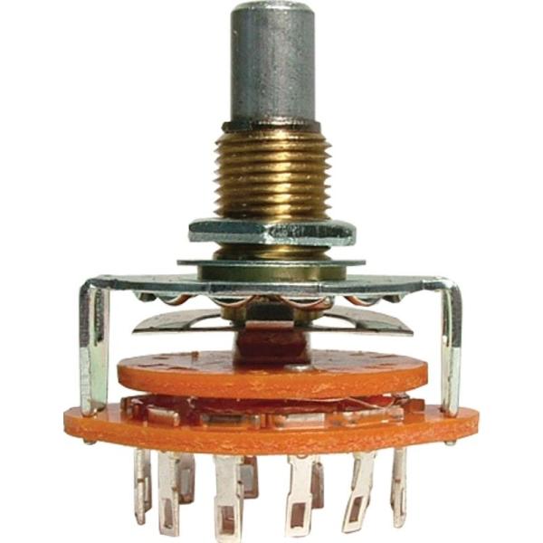 .3A 125VAC. 2 pole, 6 position, solid 1/4" shaft.