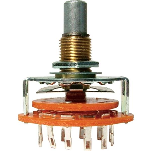 .3A 125VAC. 2 pole, 6 position, solid 1/4" shaft.