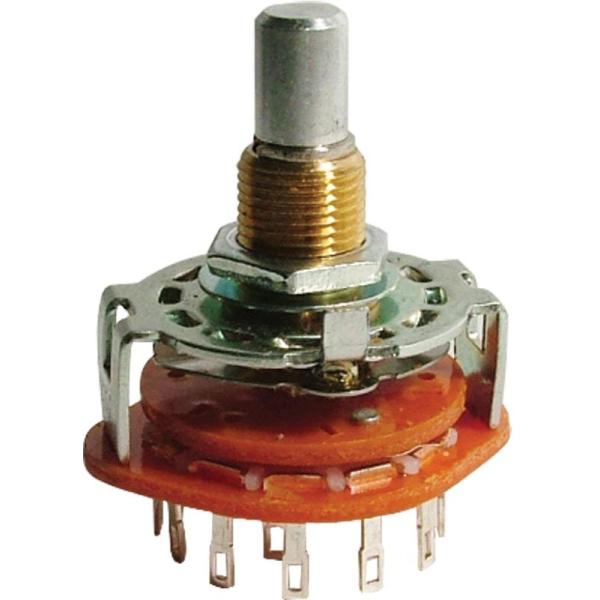 .3A 125VAC. 2 pole, 6 position, solid 1/4" shaft.